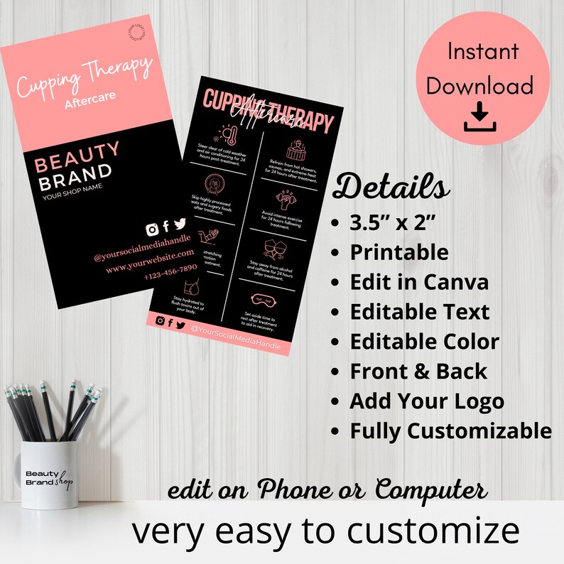 Cupping Therapy Aftercare Card, Therapy Aftercare Instructions, Cupping ...