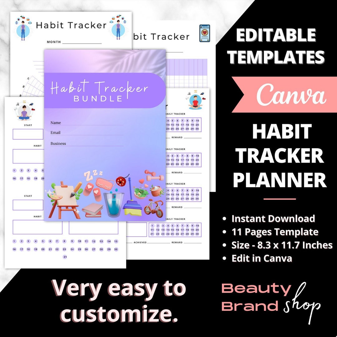 Habit Content Journal, Habit Tracker Planner, Planner Tracker, Habit ...