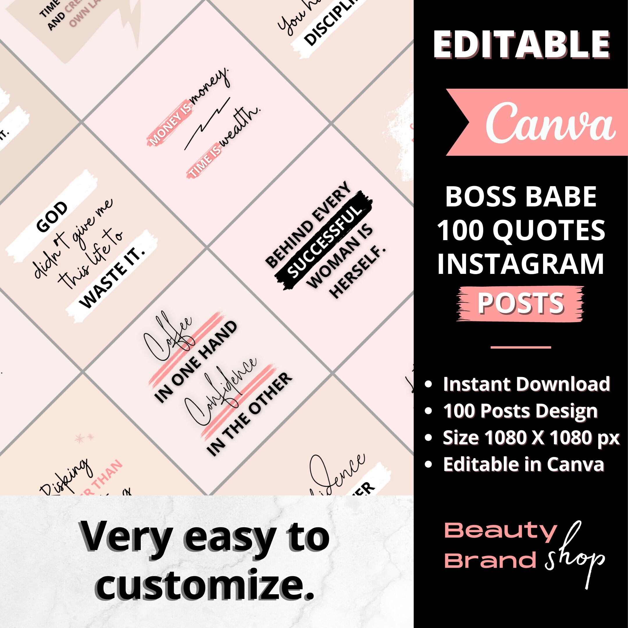 Girl Boss Instagram Quotes, Editable Boss Babe Quotes, Motivational ...