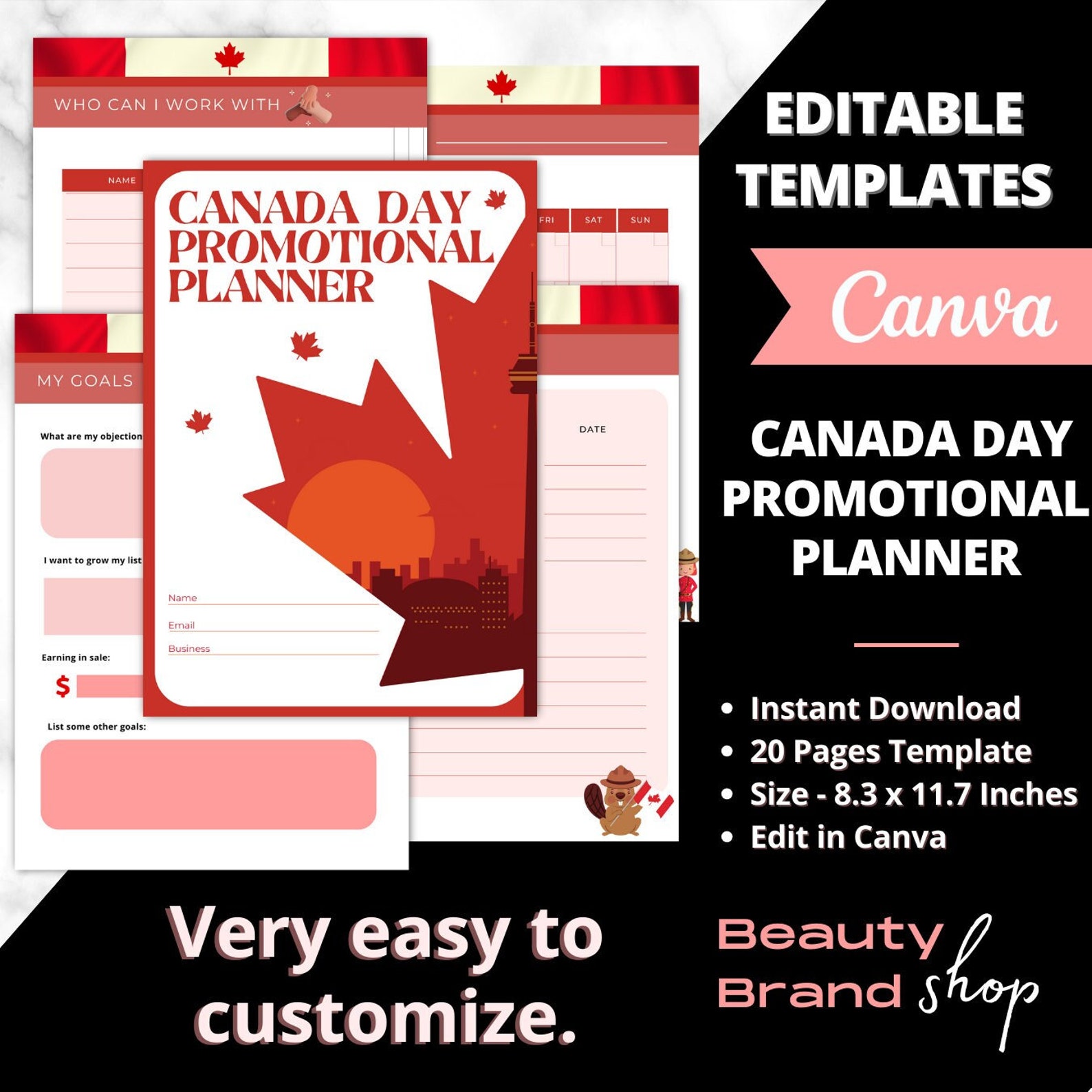 Canada Day Holiday Promotional Planner, Canada Day Content Planner ...