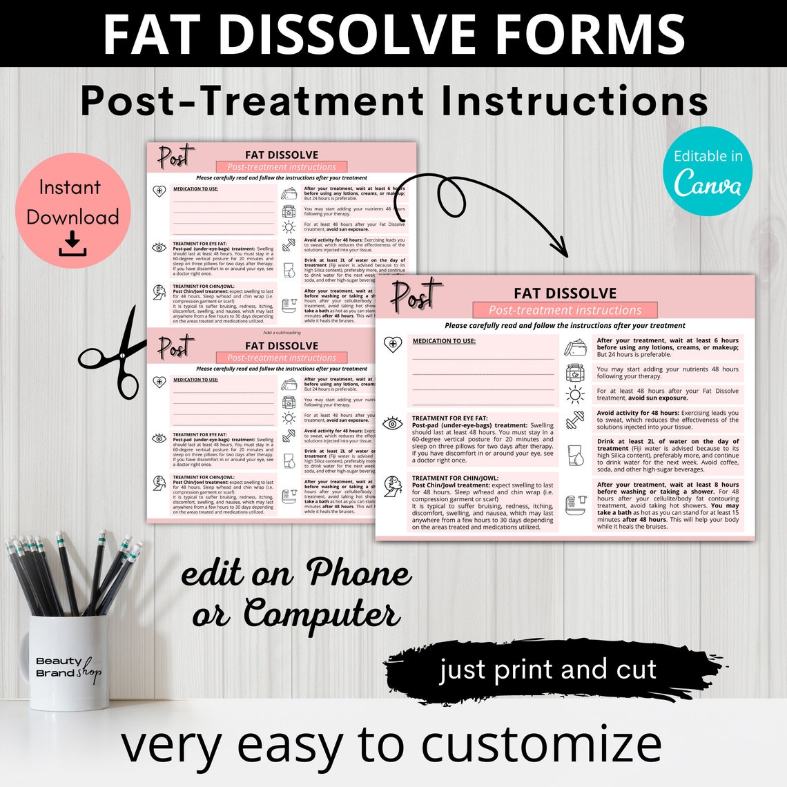 Fat Dissolving Consent Form, Editable Consultation Forms, Lipodissolve ...