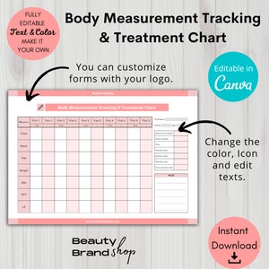 Editable Treatment Chart Body Sculpting Forms Body - Etsy