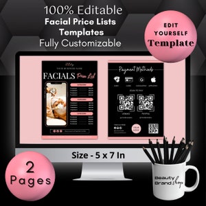 Facials Price List, Beauty Salon Flyer Pricelist Template, Price Menu ...