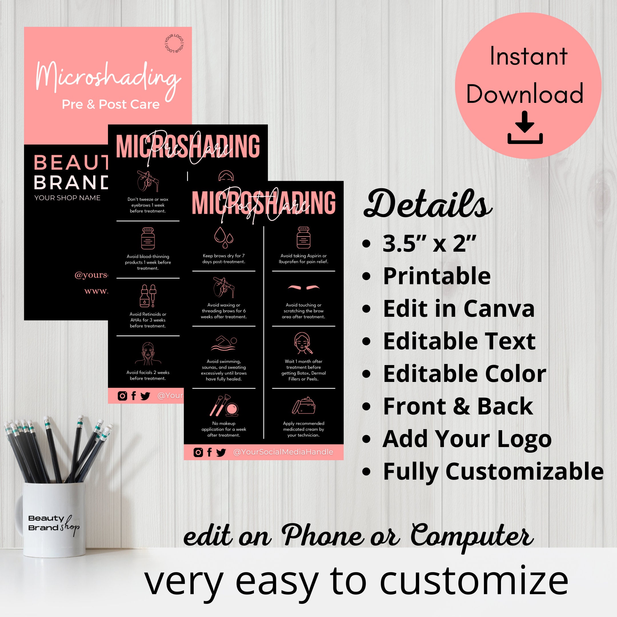 Microshading Precare and Aftercare Cards Template, Microshading ...