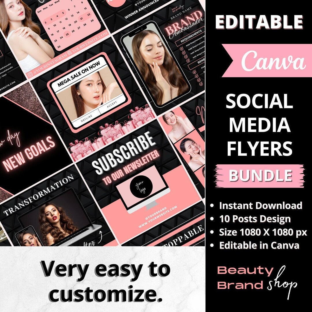Social Media Flyers Bundle, DIY Flyer Template Designs, Hair Bundle ...