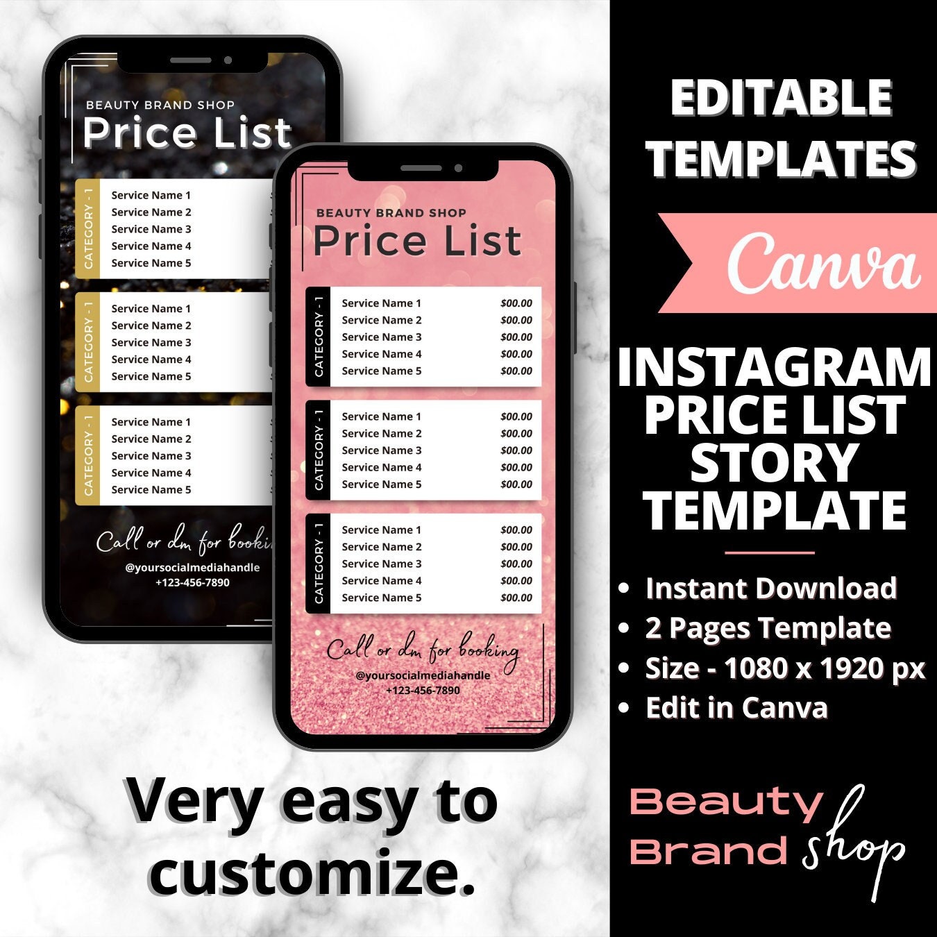Instagram Price List Template for Story Highlights, IG Stories Price ...