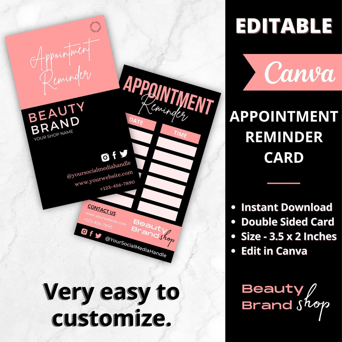 Appointment Reminder Card, Editable Reminder Card, Next Appointment ...