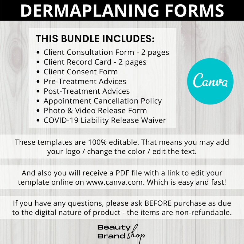 Editable Dermaplaning Consent Forms, Dermaplane Intake Form ...