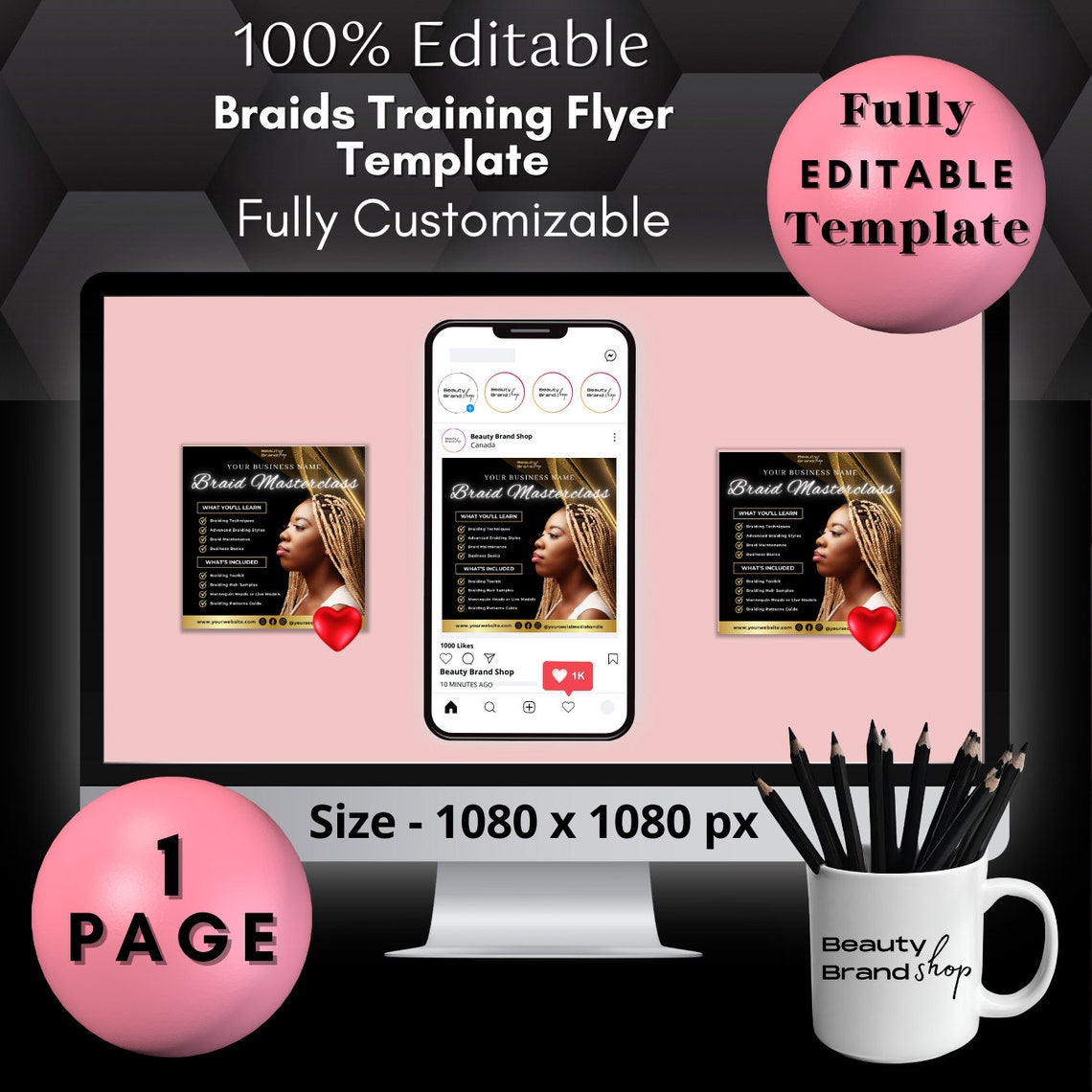 Braiding Course Flyer, DIY Flyer Template Design, Braid Training Flyer ...