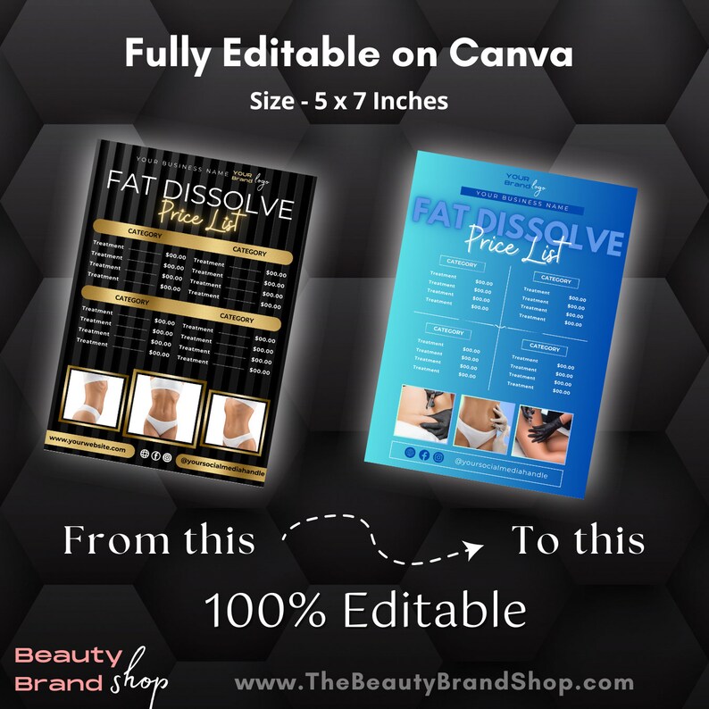 Fat Dissolve Luxury Price Lists, DIY Fat Dissolve Price List Flyer ...