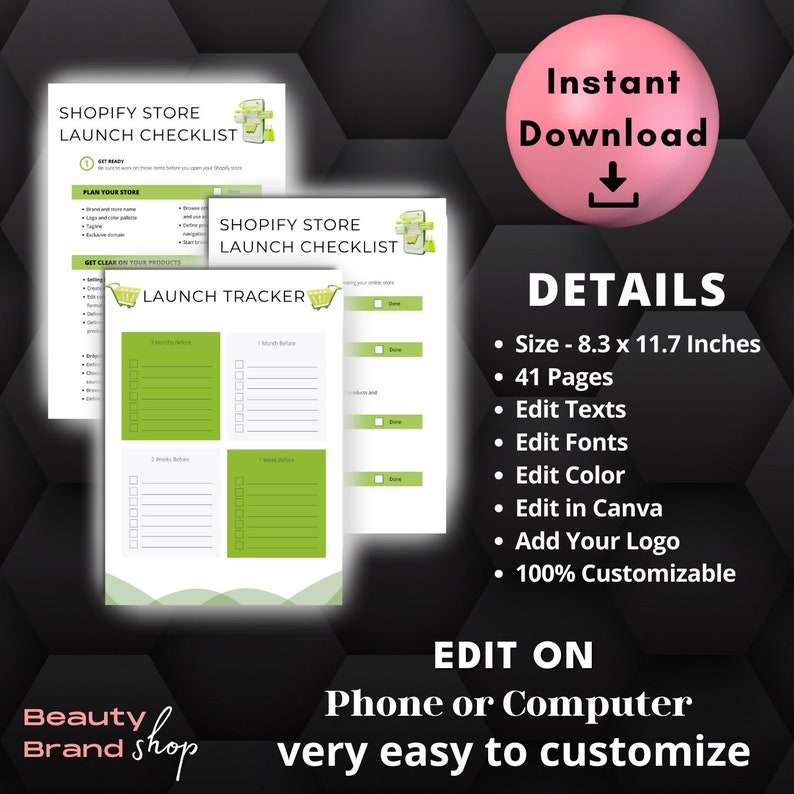 Shopify Planner, Shopify Business Planner, Shopify Template, Social ...