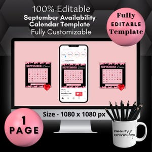 Editable September Fall Calendar, Booking Now Available, Appointment ...