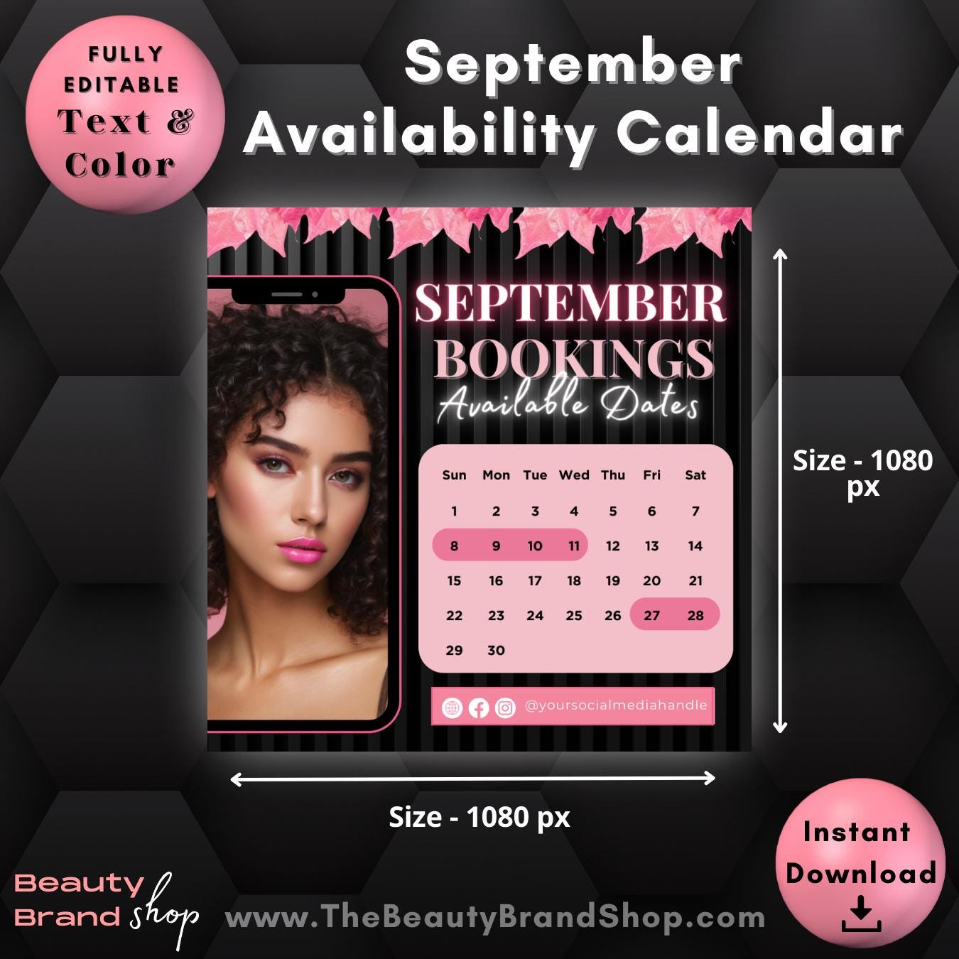 Editable September Fall Calendar, Booking Now Available, Appointment ...