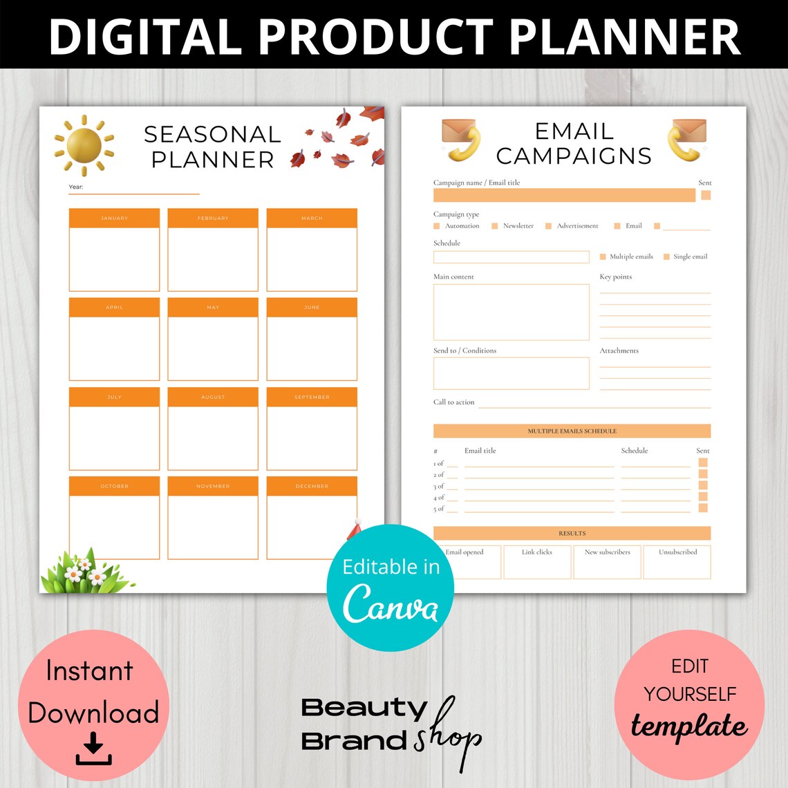 Digital Product Planner, Digital Business Planner, Product Template ...