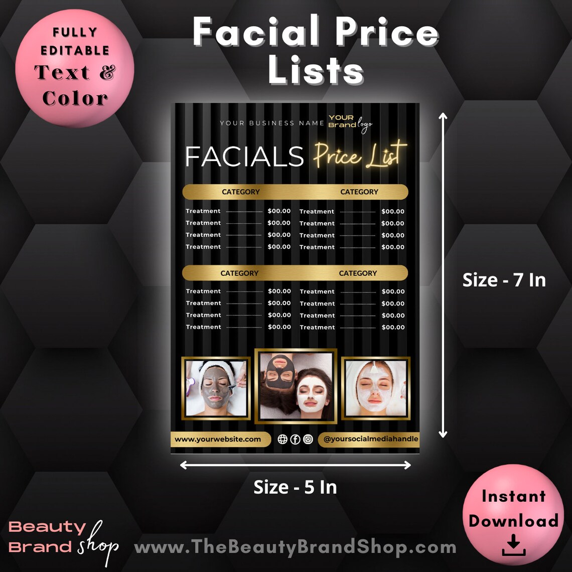 Facials Price List, Facial Luxury Pricelist, Beauty Salon Flyer ...