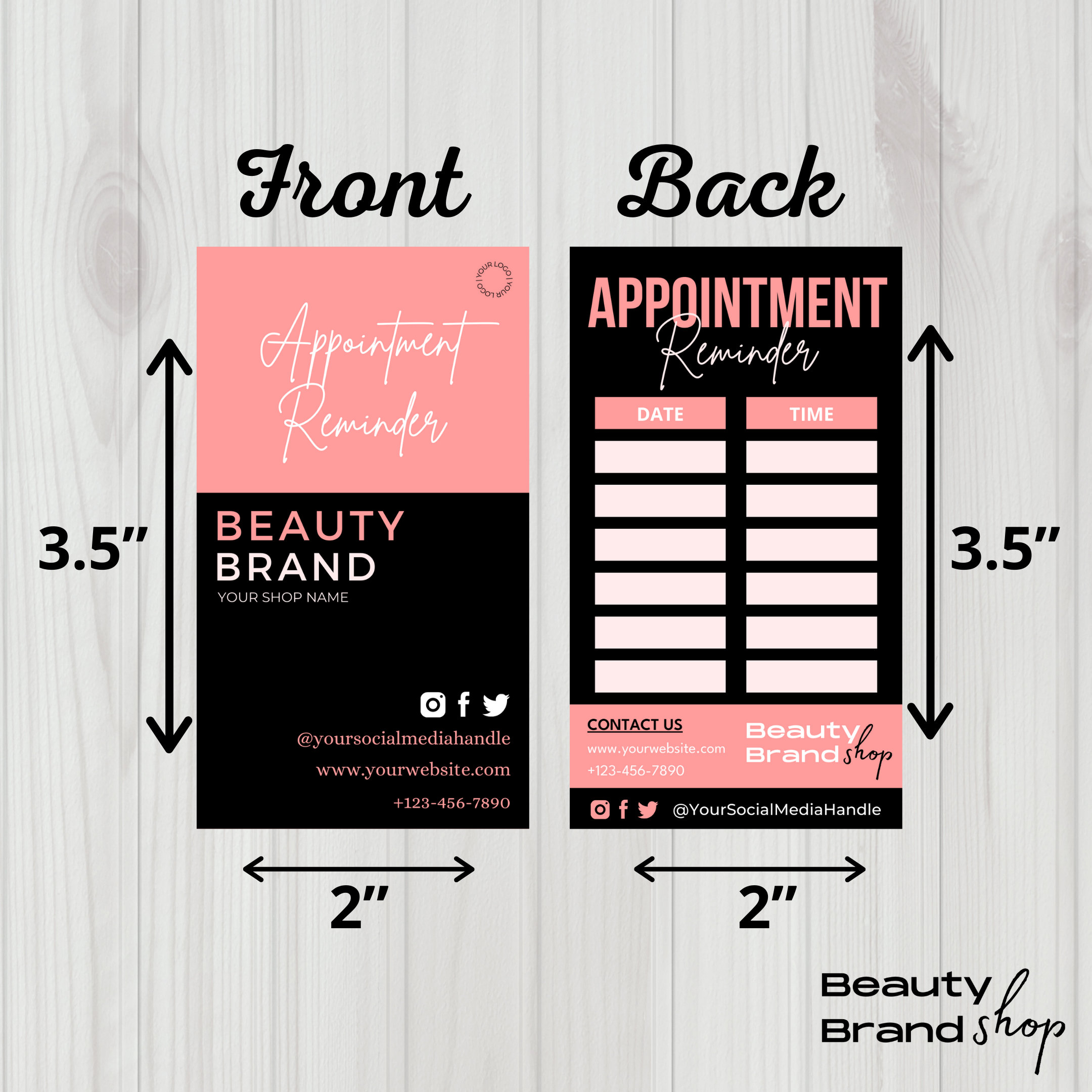 Appointment Reminder Card, Editable Reminder Card, Next Appointment ...