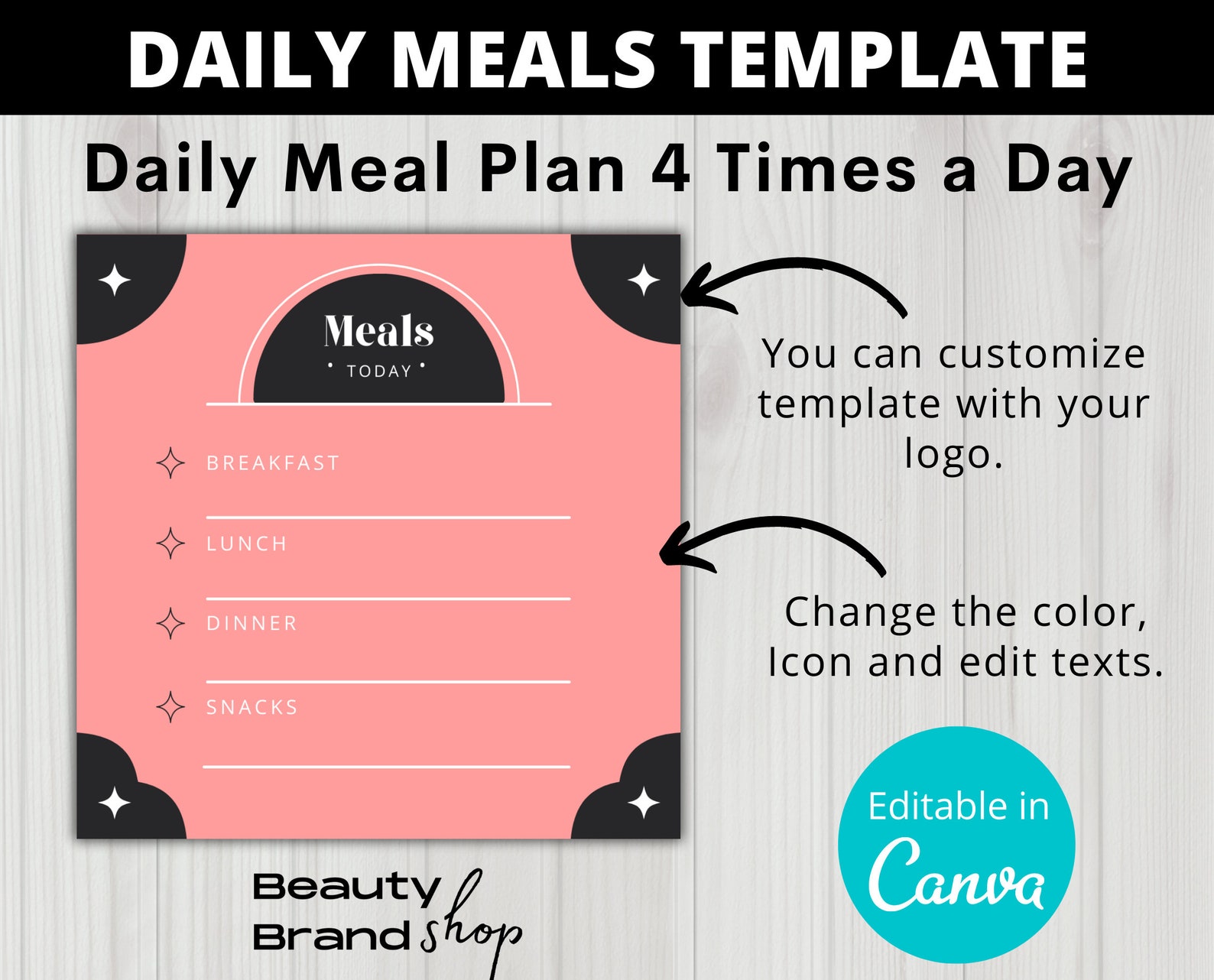 Daily Meals Template, Editable Daily Meals Planning, Food Plan, Healthy ...