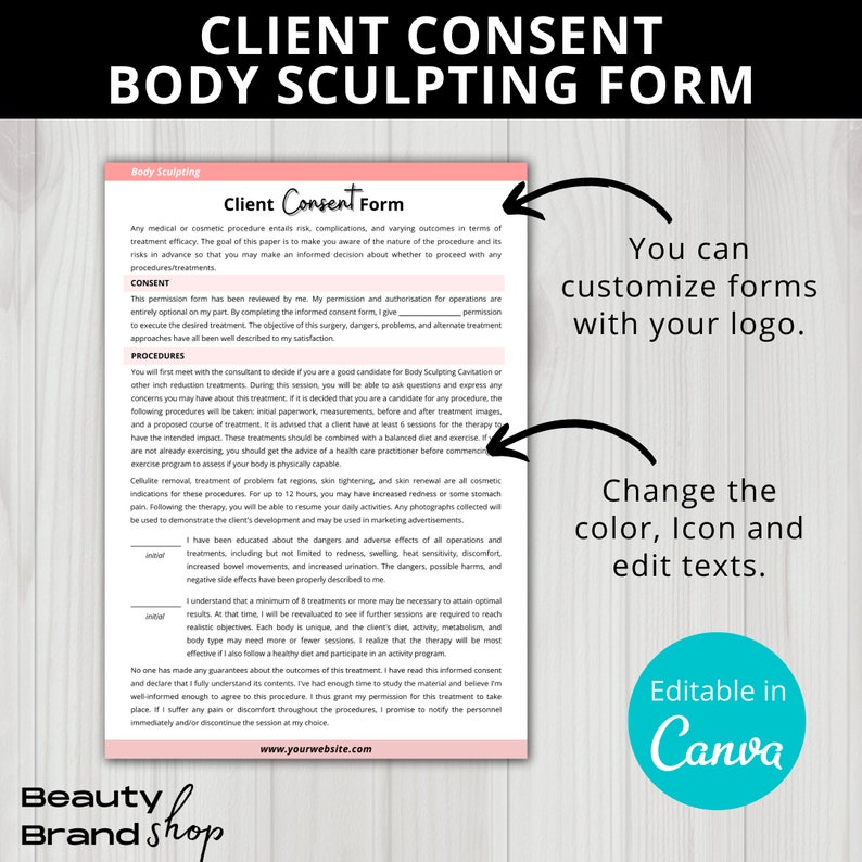 Editable Consent Form, Body Sculpting Forms, Body Contouring Consent ...
