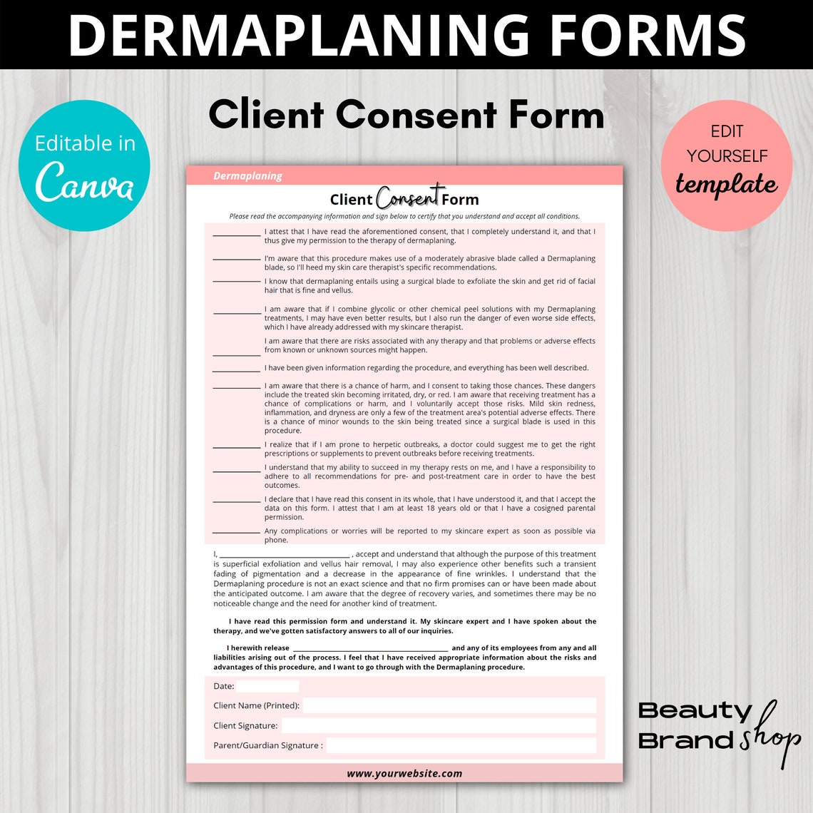 Editable Dermaplaning Consent Forms, Dermaplane Intake Form ...
