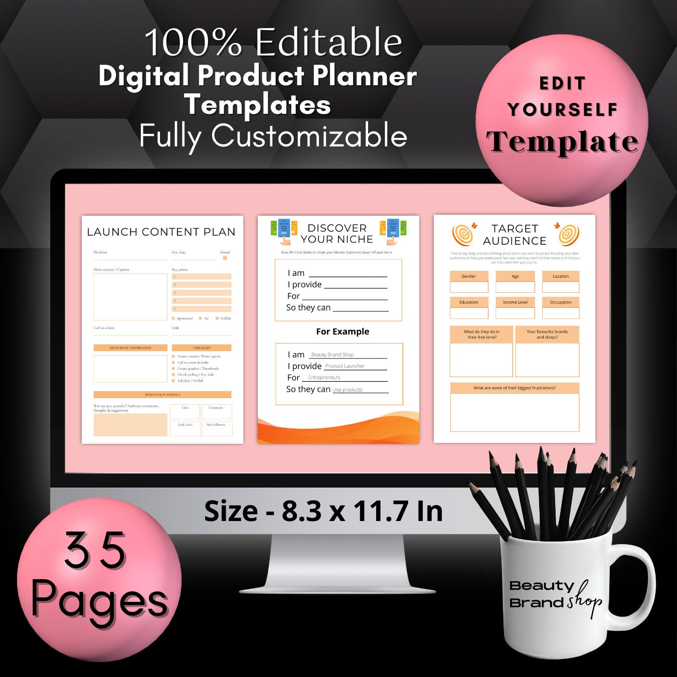 Digital Product Planner, Digital Business Planner, Product Template ...