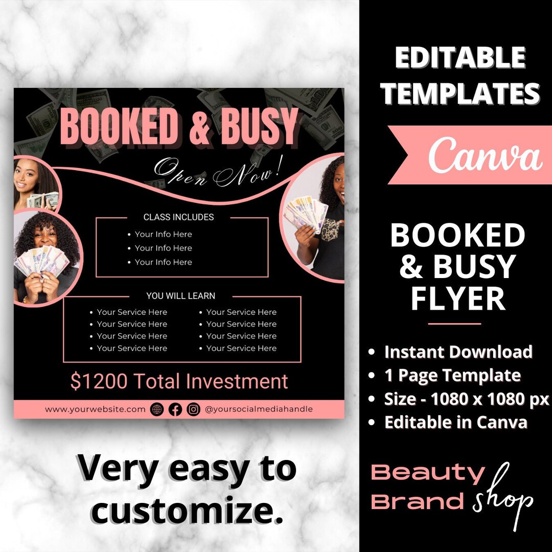 Booked & Busy Flyer, All Booked up Flyer, Premade Business Flyers ...