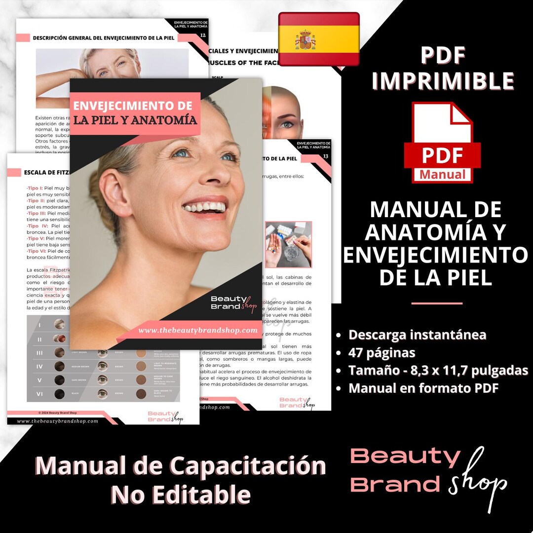 Skin Aging & Anatomy Manual-spanish Version, Beauty Training Resource ...