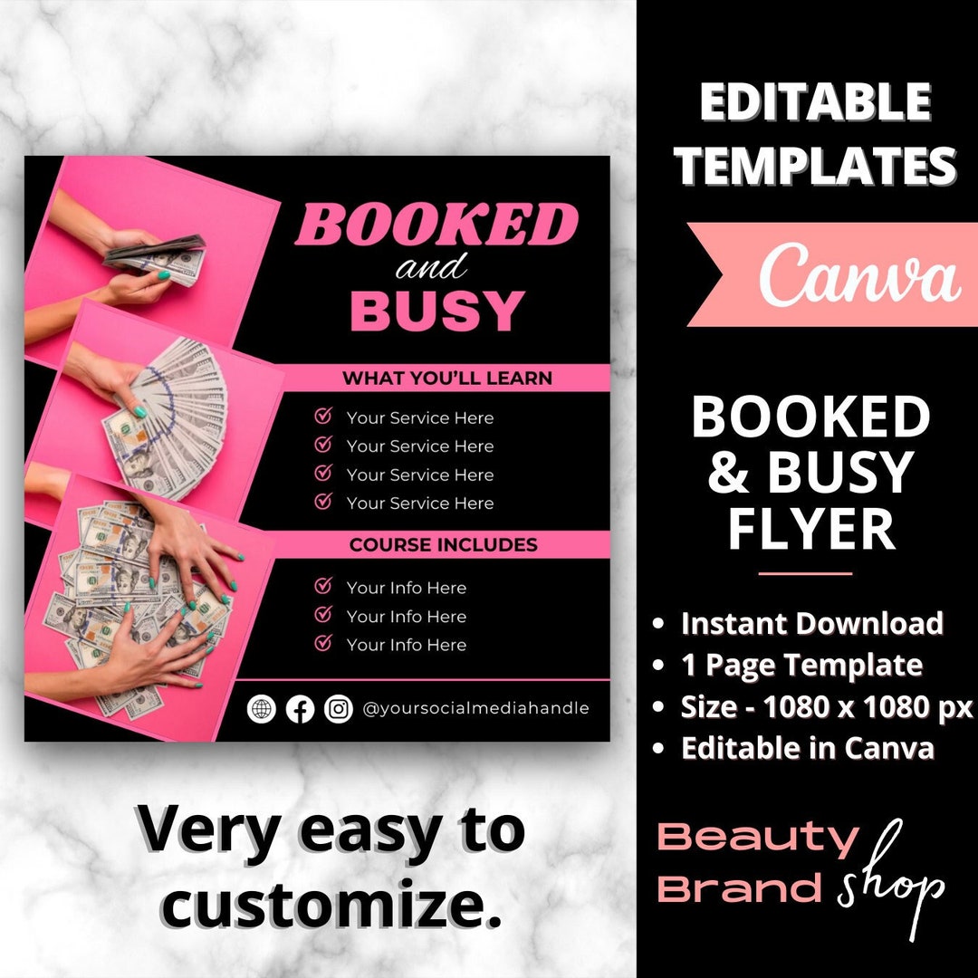 Booked & Busy Flyer, All Booked up Flyer, Premade Business Flyers ...