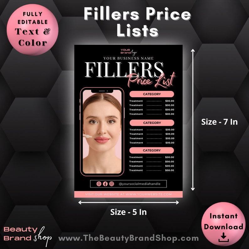 Fillers Price List, Botox and Filler Canva Template, Nurse Injector ...