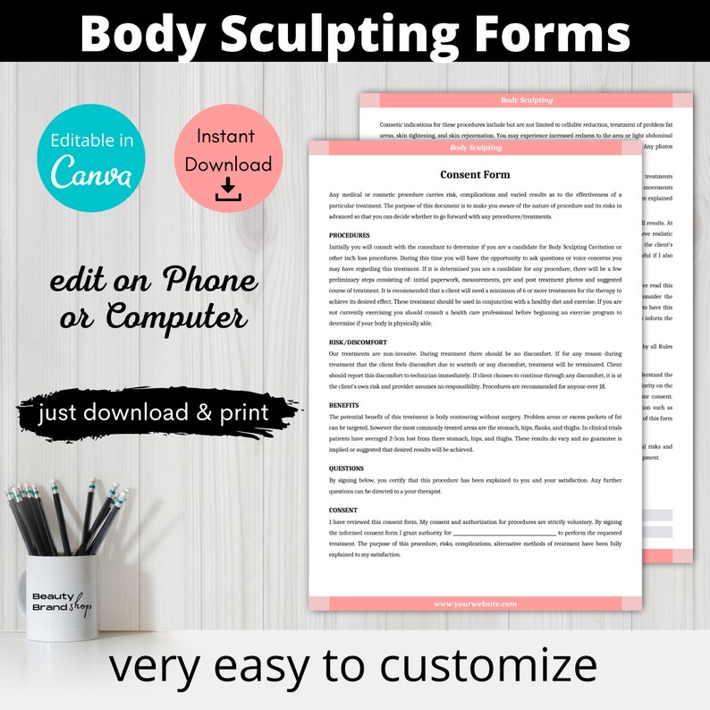 Editable Consent Form Body Sculpting Forms Body Contouring - Etsy