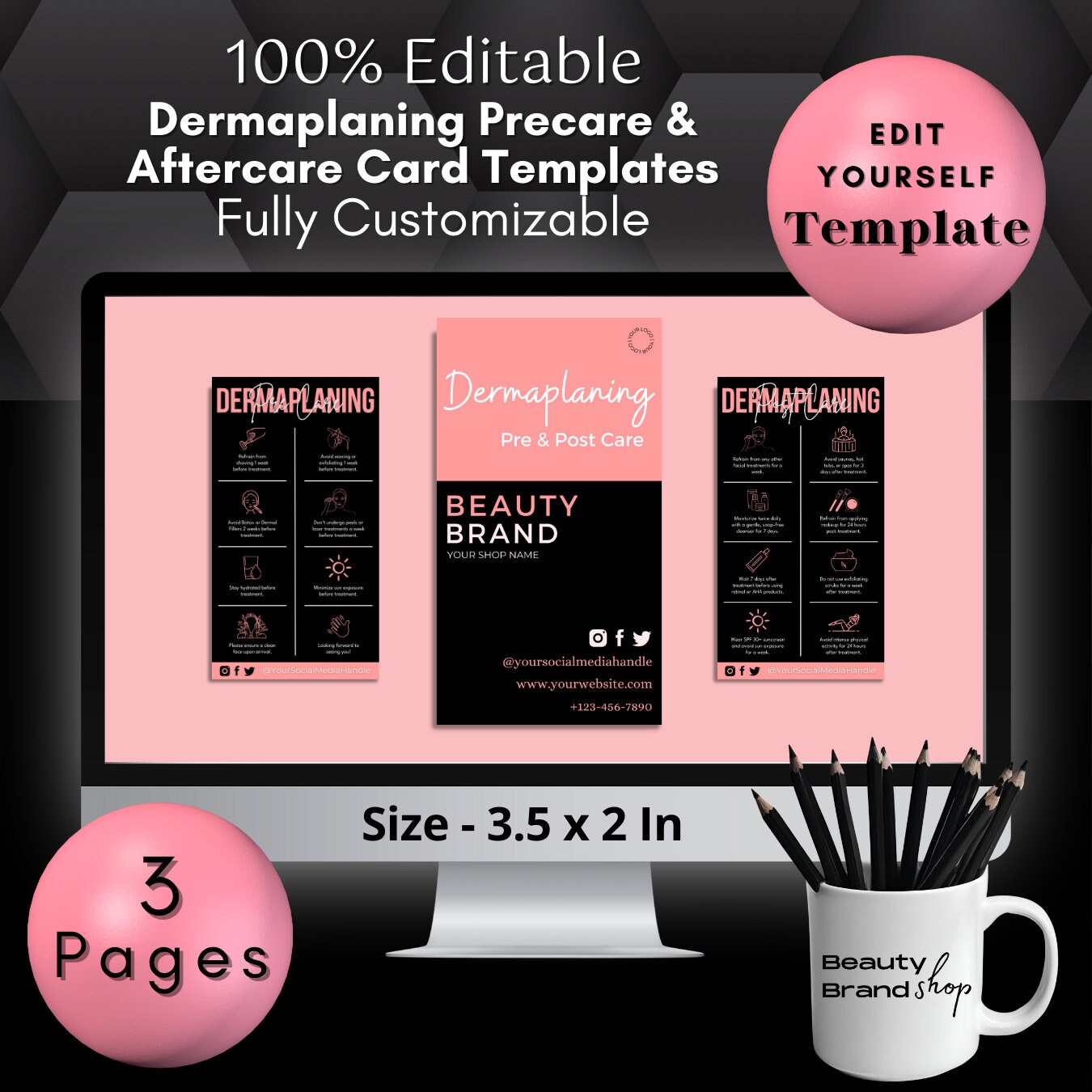 Dermaplaning Precare and Aftercare Cards, Dermaplaning Post Care Card ...