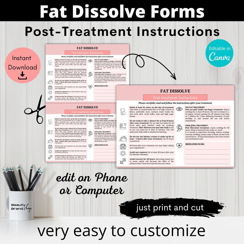 Fat Dissolving Consent Form Editable Consultation Forms - Etsy
