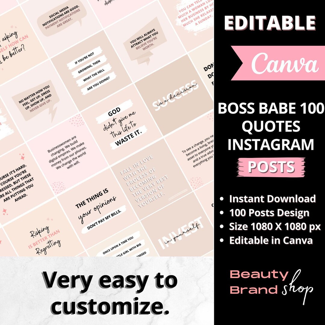 Girl Boss Instagram Quotes, Editable Boss Babe Quotes, Motivational ...