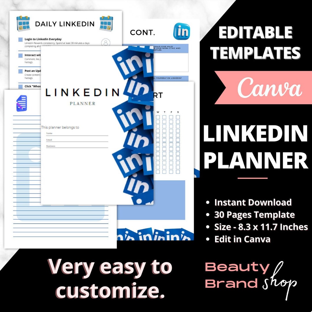 Linkedin Planner, Linkedin Content Planner, Social Media Planner ...