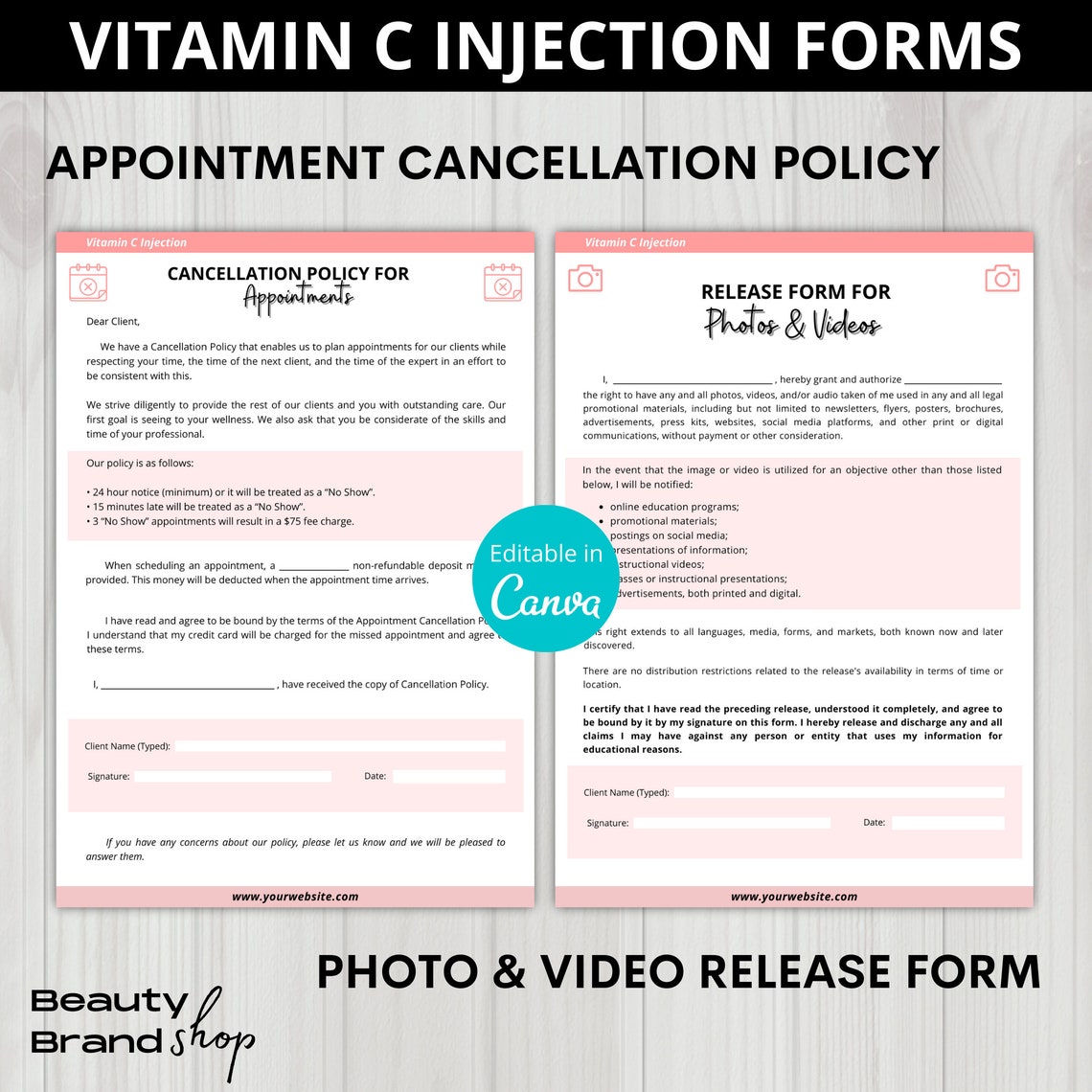 Vitamin C Injection Forms Consent Form Vitamin C Injectables - Etsy