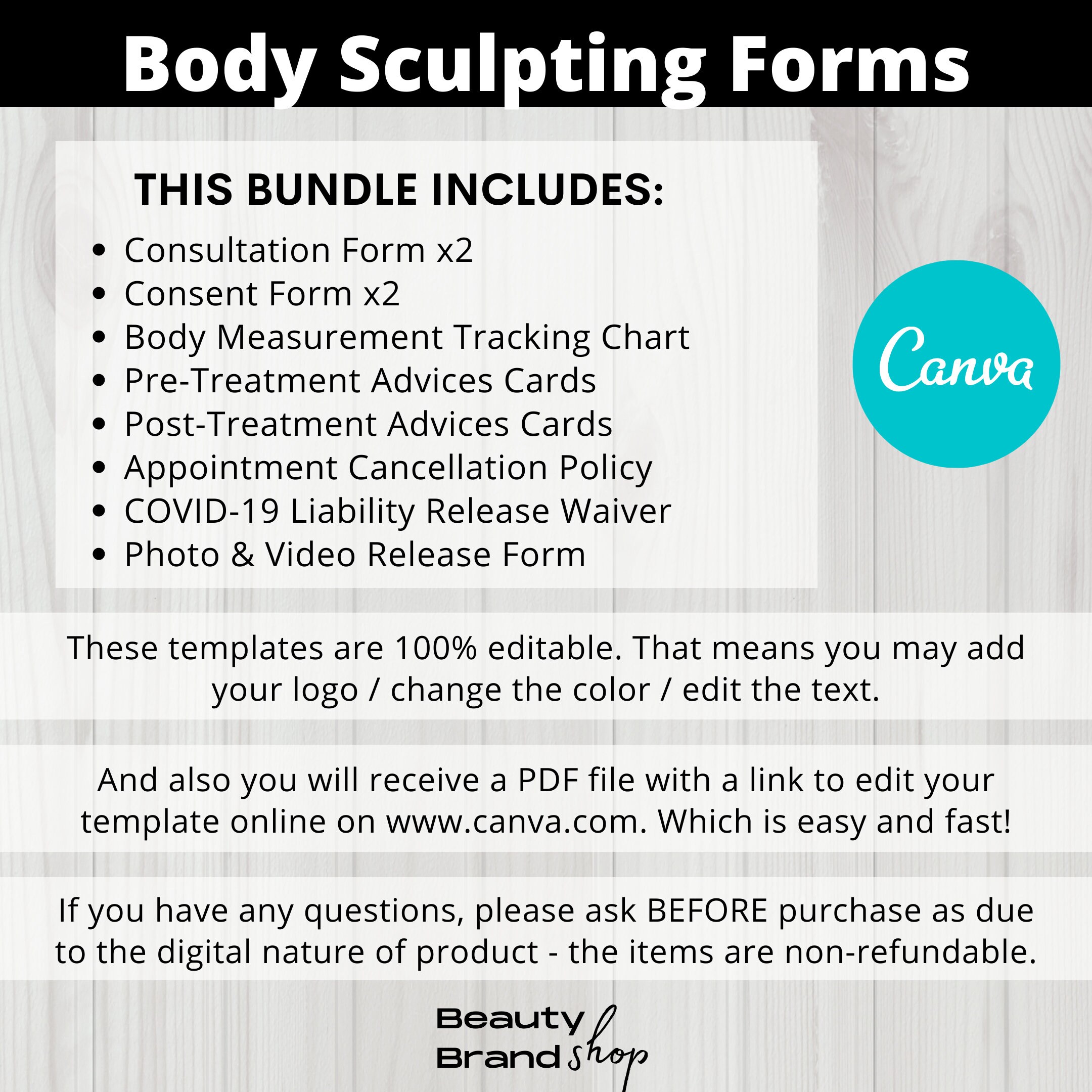 Body Sculpting Forms Editable Body Contouring Consent Form - Etsy Canada