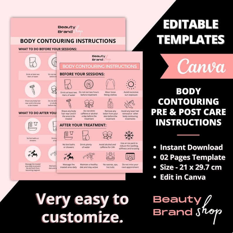 Body Contouring Pre Care and Post Care Instructions Body - Etsy