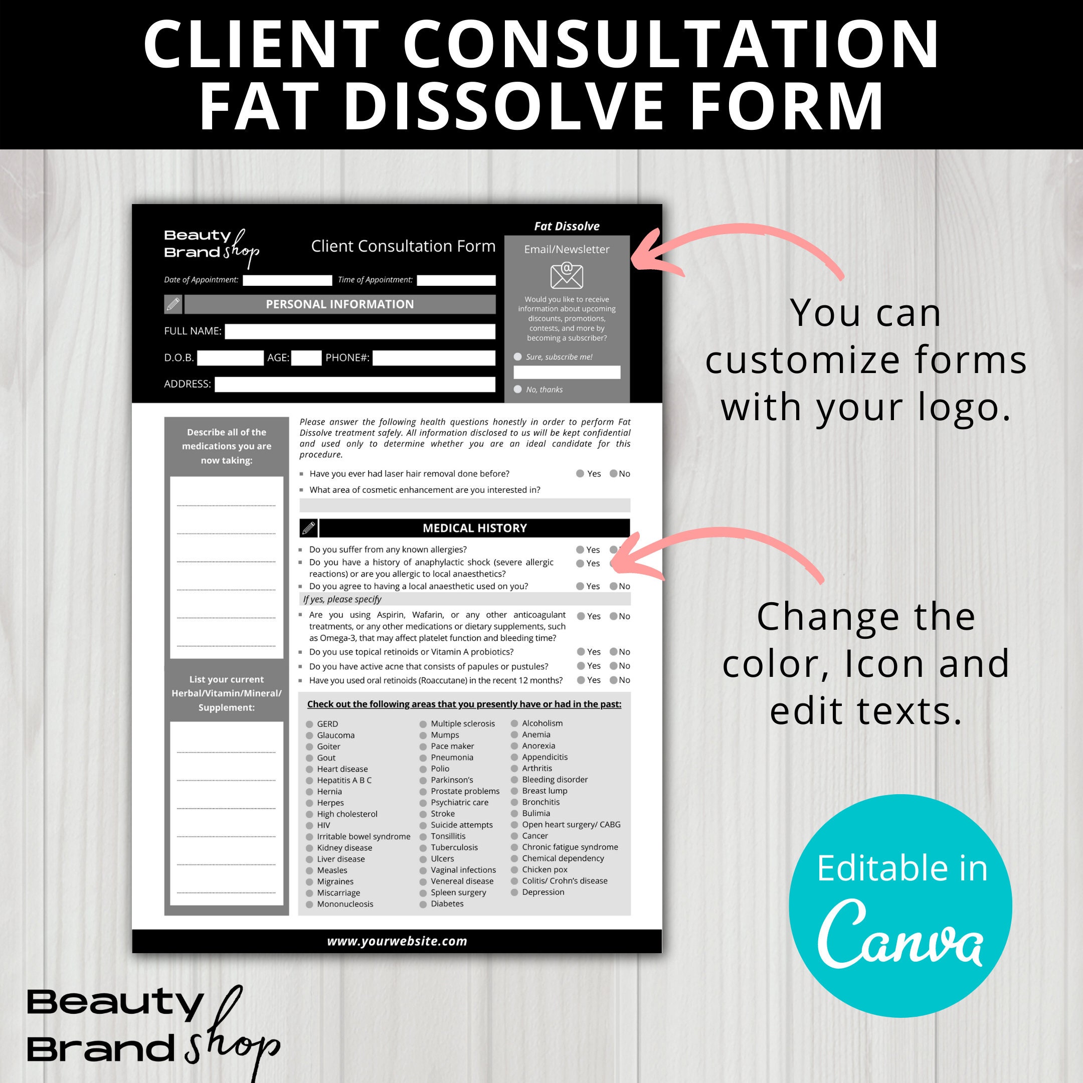 Client Consultation Form, Fat Dissolving Forms, Fat Dissolving Consent ...