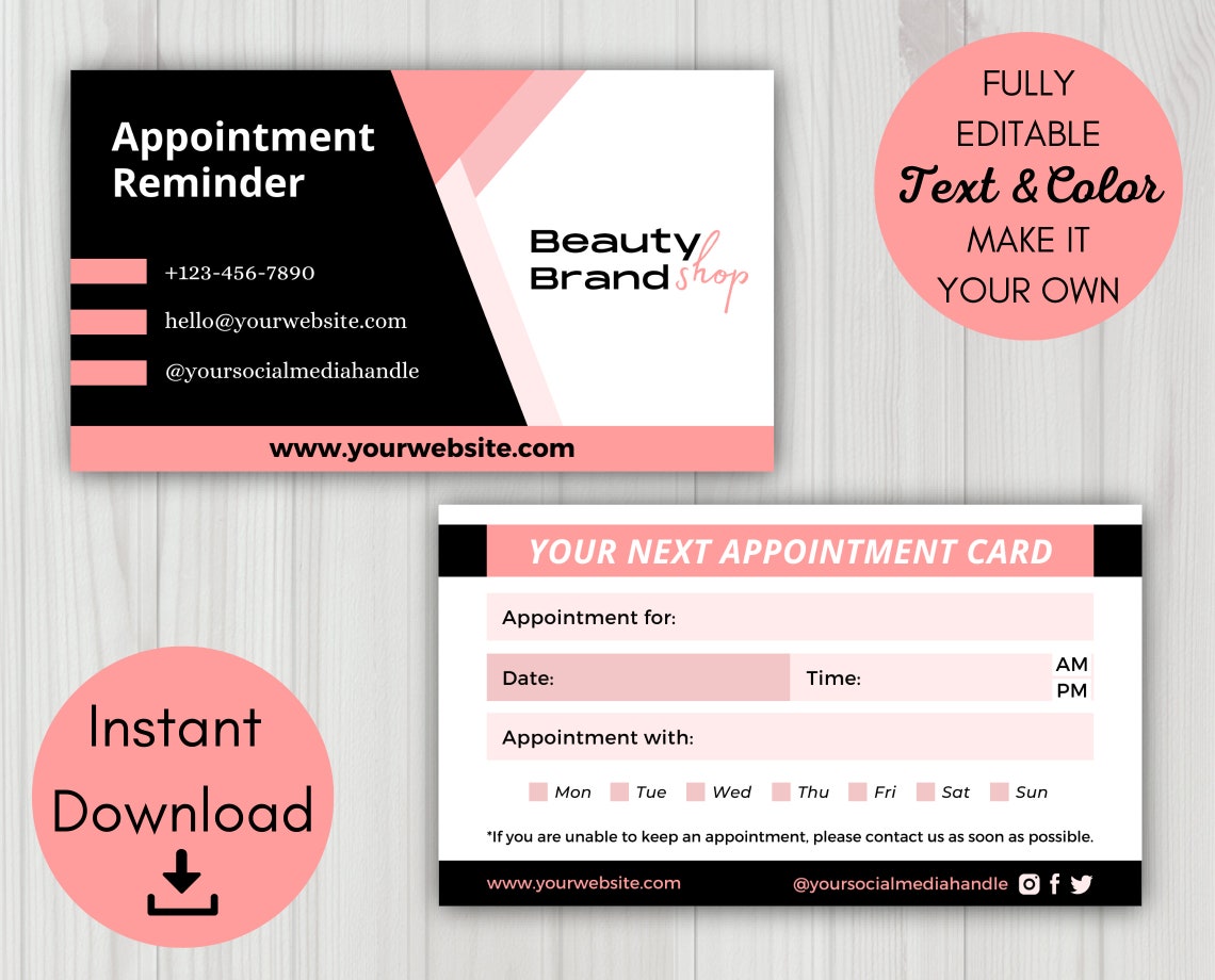 Printable Appointment Card Template Minimal Appointment Card - Etsy