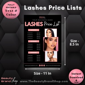 LASHES Price List, DIY Flyer Template Design, Pricelist Flyer, Pricing ...