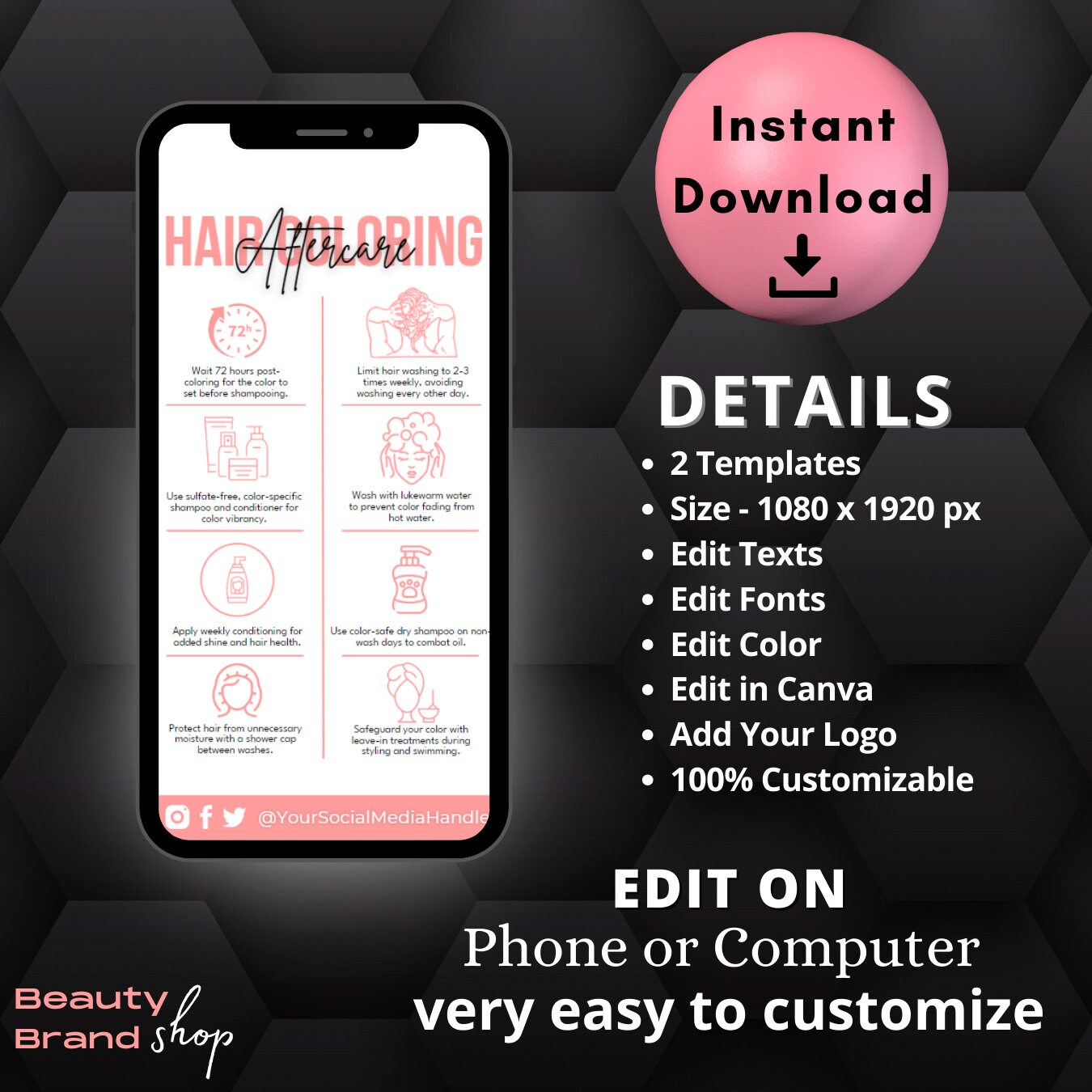Hair Coloring Aftercare Story Template, Dyed Hair Aftercare ...