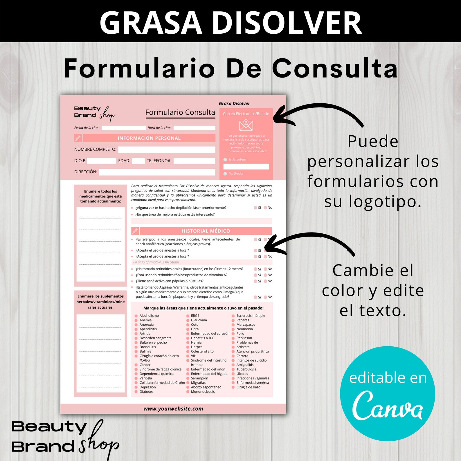 Español / Spanish Formulario De Consulta, Formularios Editables Para ...