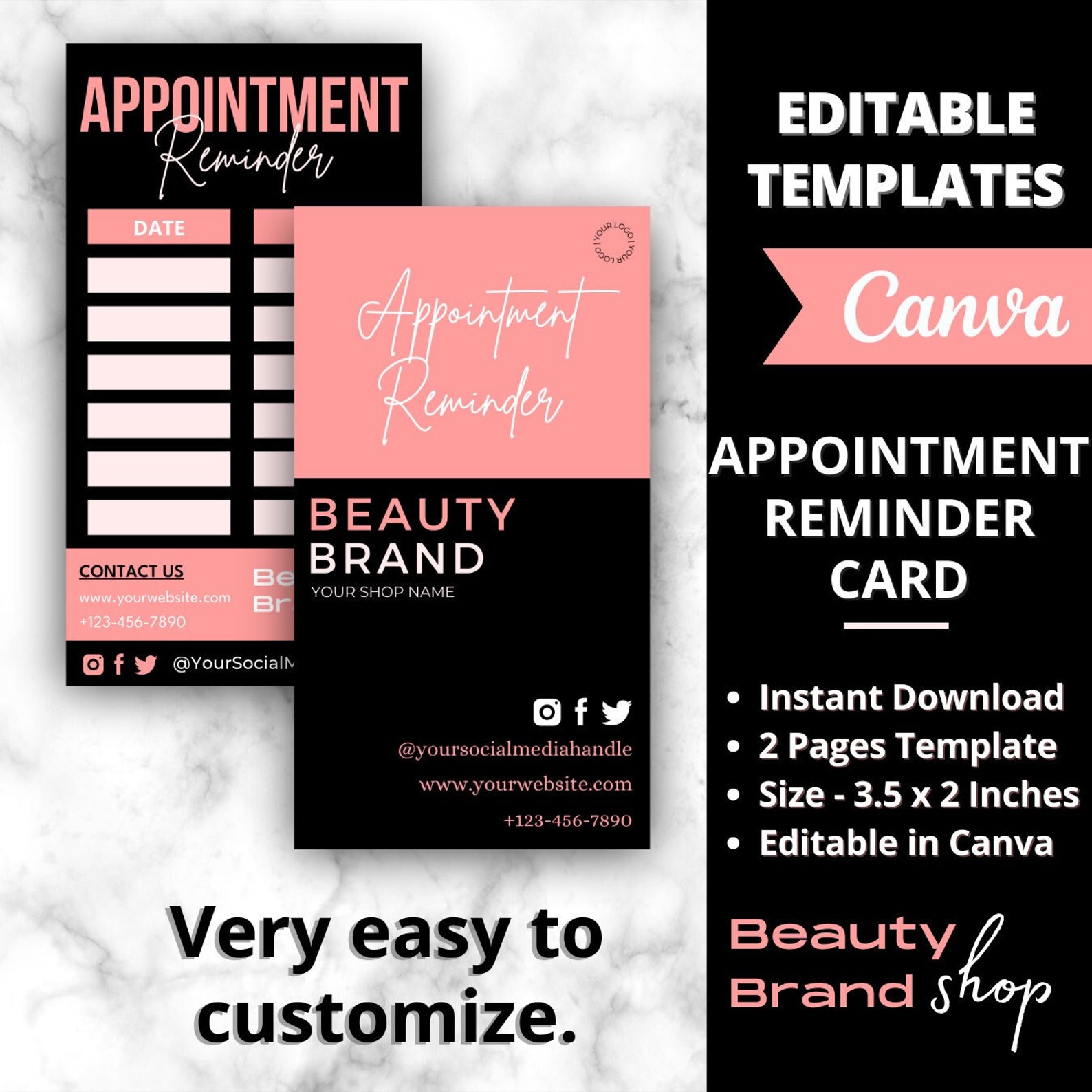 Appointment Reminder Card, Editable Reminder Card, Next Appointment ...