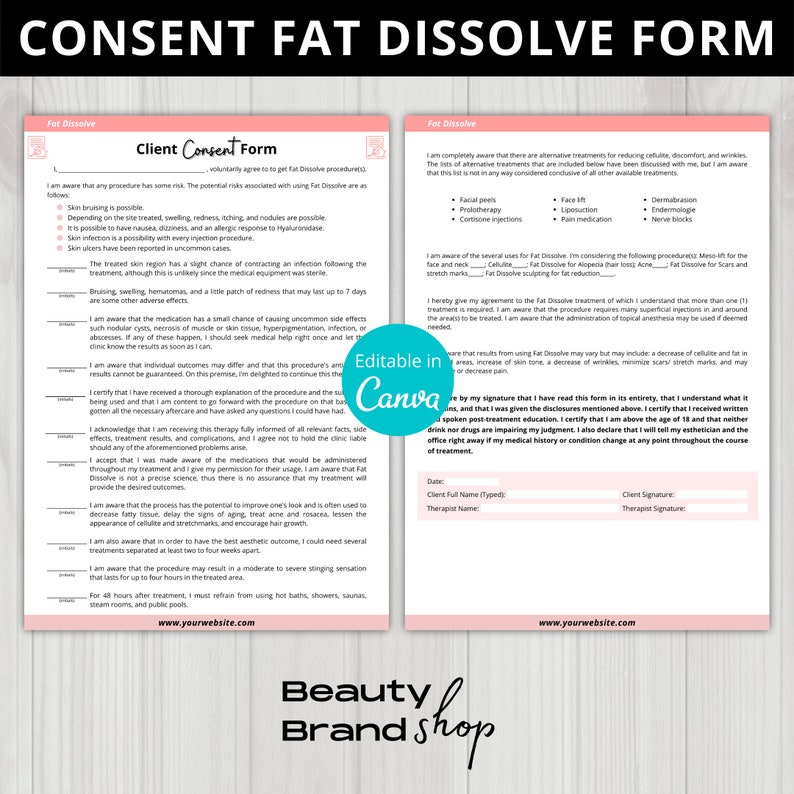 Consent Form, Editable Fat Dissolving Forms, Fat Dissolve Consent Form ...