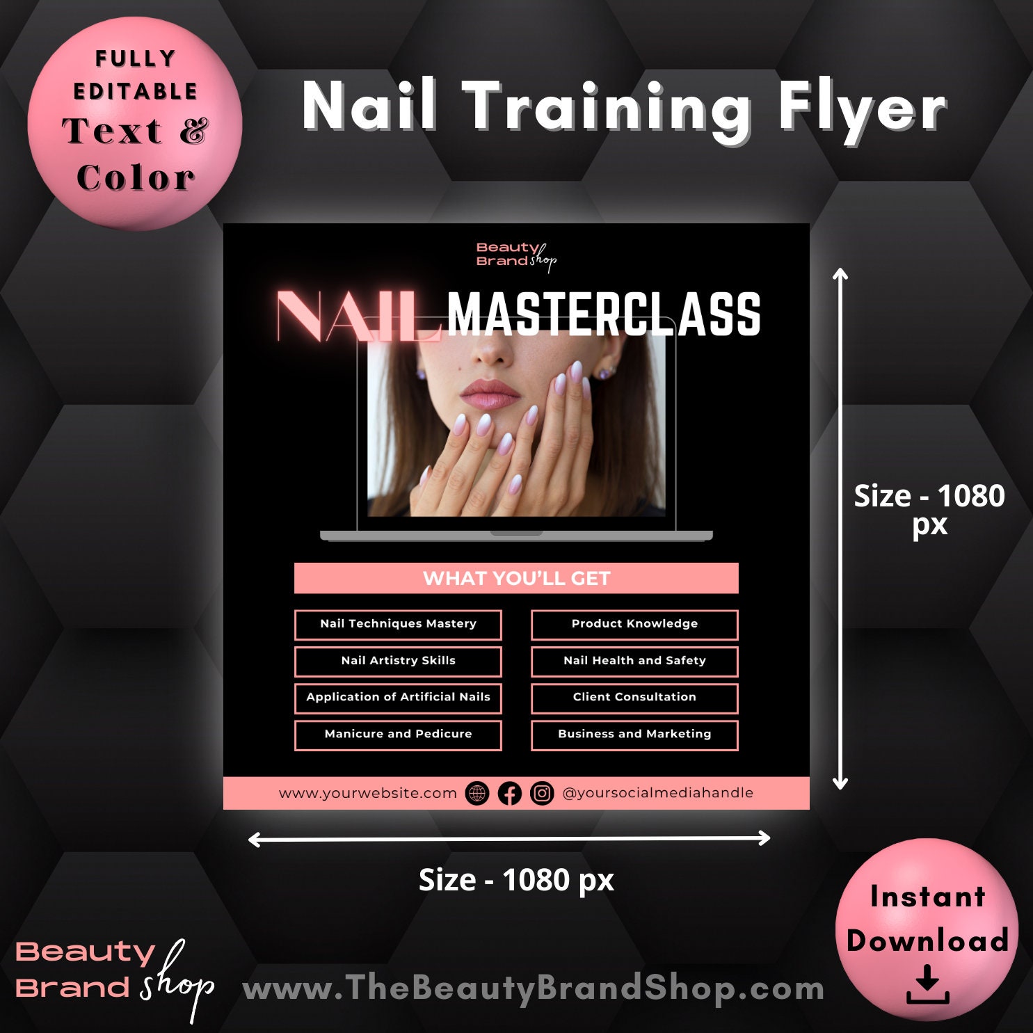 Nail Class Flyer, DIY Flyer Template Design, Nail Training Flyer, Nails ...