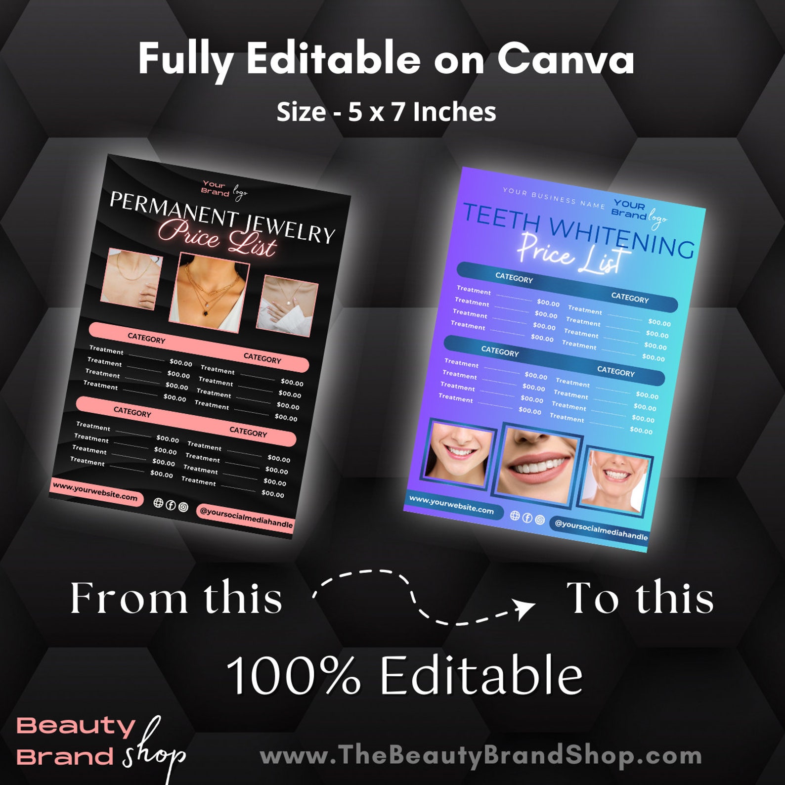 Editable Permanent Jewelry Price Lists, Printable Price List Design ...
