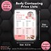 Editable Price List Template, Estheticians Beauty Spa Salons Price List ...