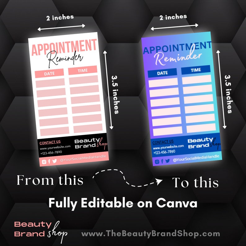 Appointment Card Template, Editable Appointment Cards, Next Appointment ...
