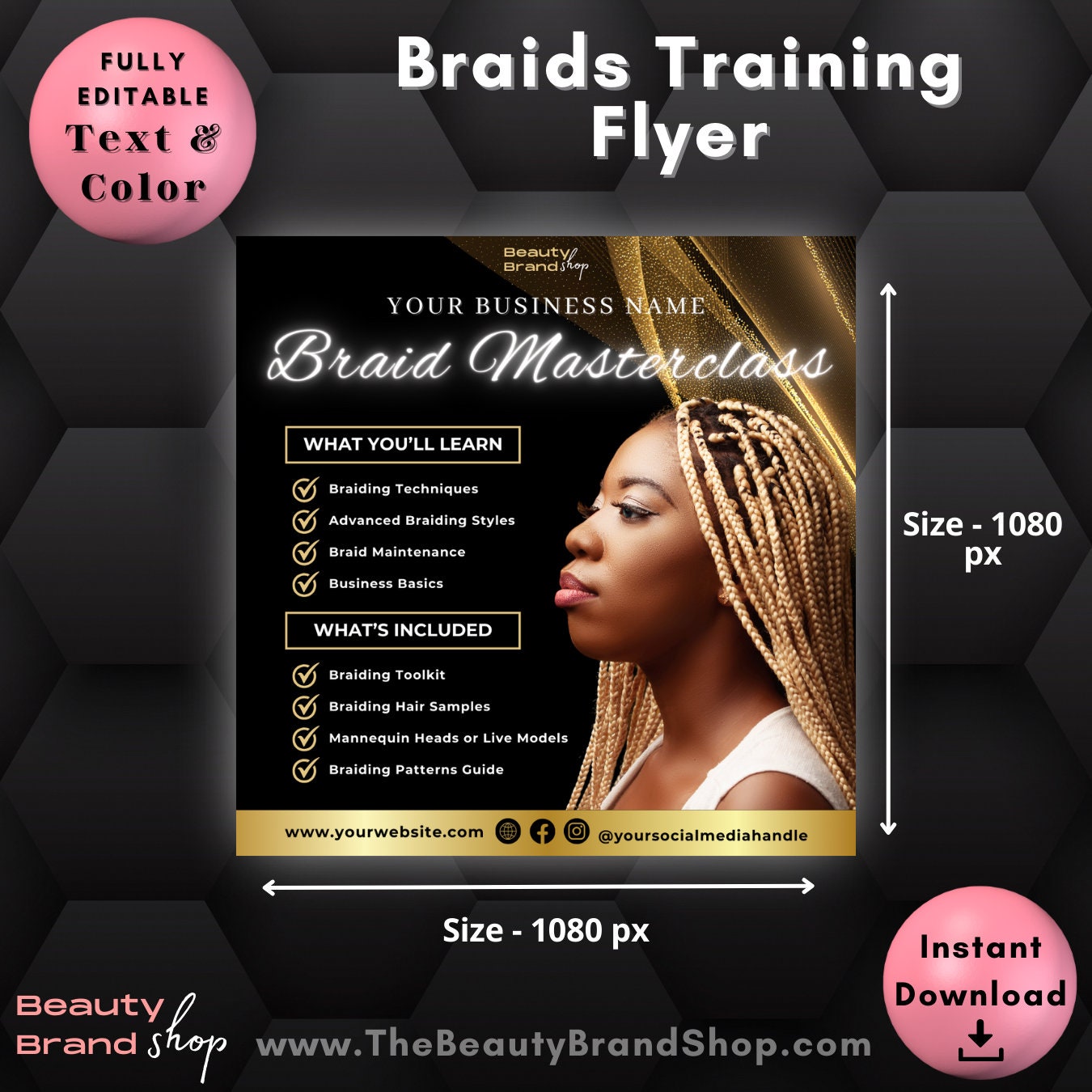 Braiding Course Flyer, DIY Flyer Template Design, Braid Training Flyer ...