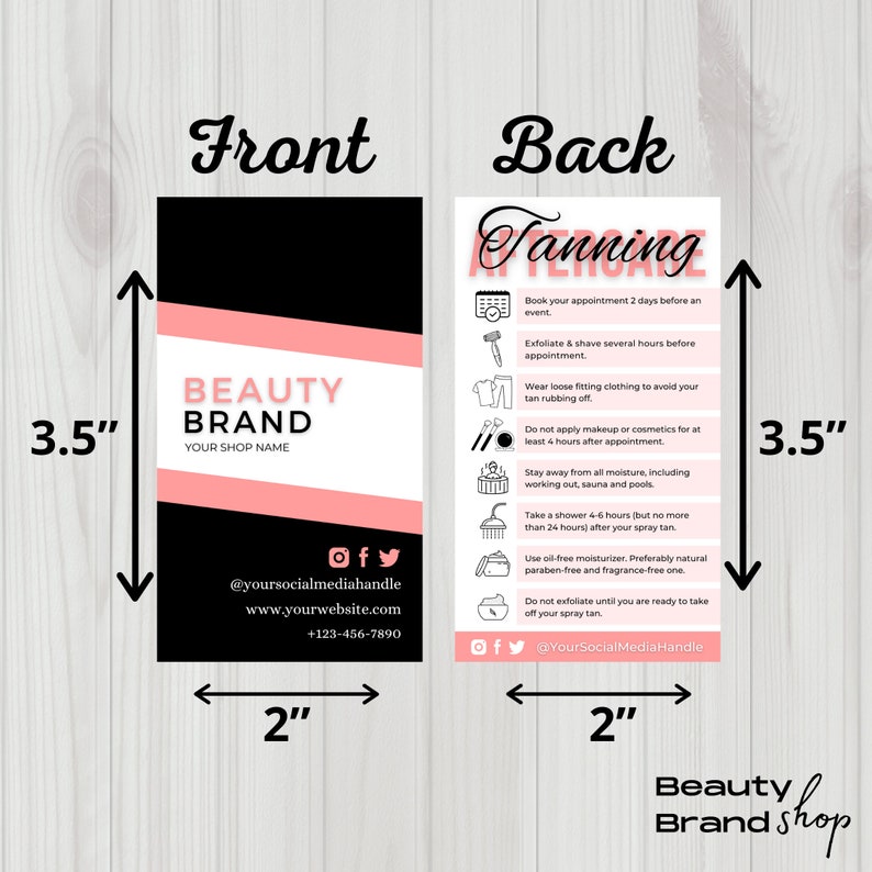 Editable Tanning Post Care Card Template, Spray Tan Aftercare Guide ...