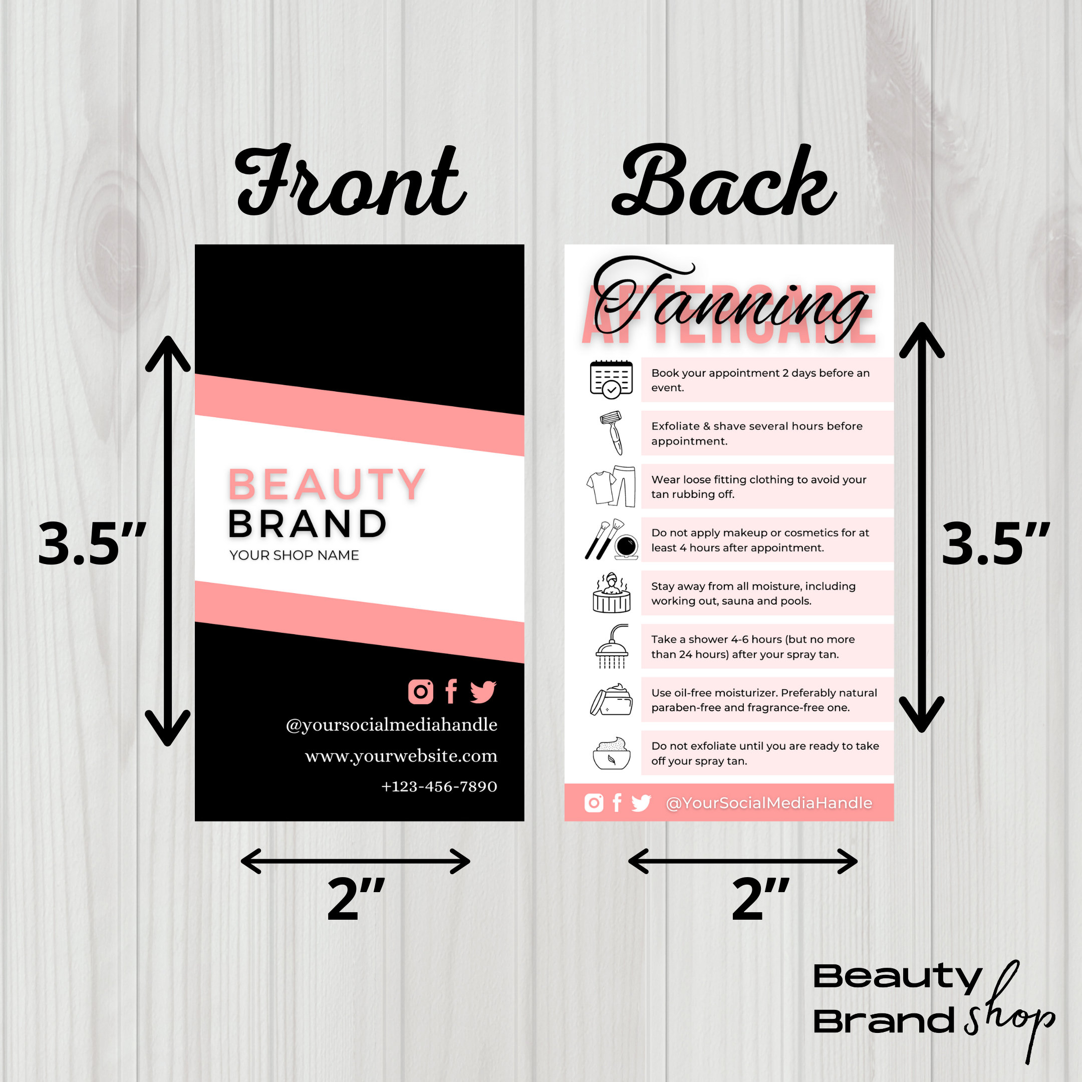 Editable Tanning Post Care Card Template, Spray Tan Aftercare Guide ...